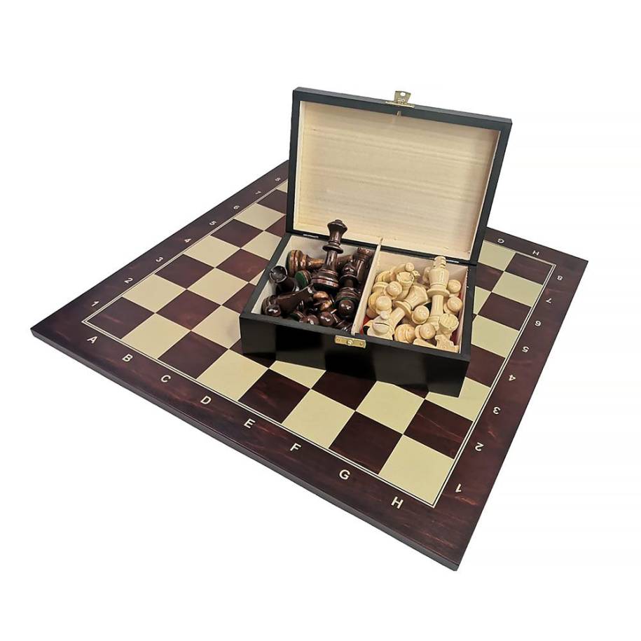 Set of Staunton chess figures in a box + wooden chessboard tournament ...