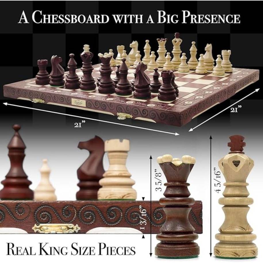Imperator - Wegiel 21-Inch Luxury Wooden Chess Set (S-221)